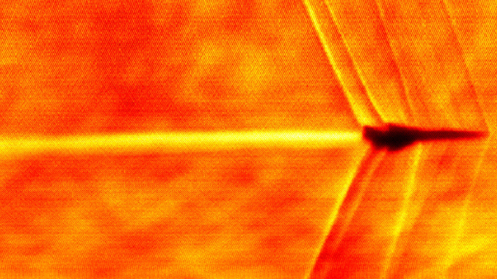 Schlieren image captures moment Boom breaks sound barrier