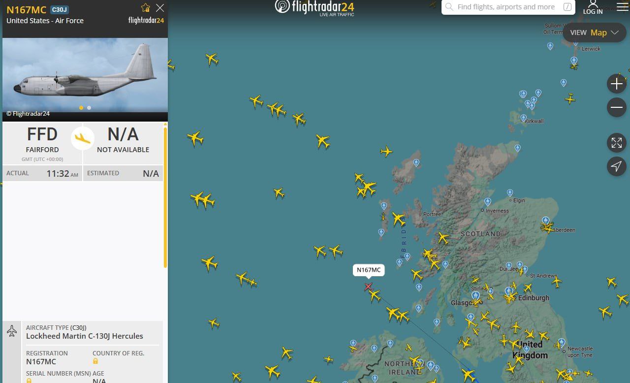 US and UK aircraft assist in the seizure of Russian oil tanker Bella 1