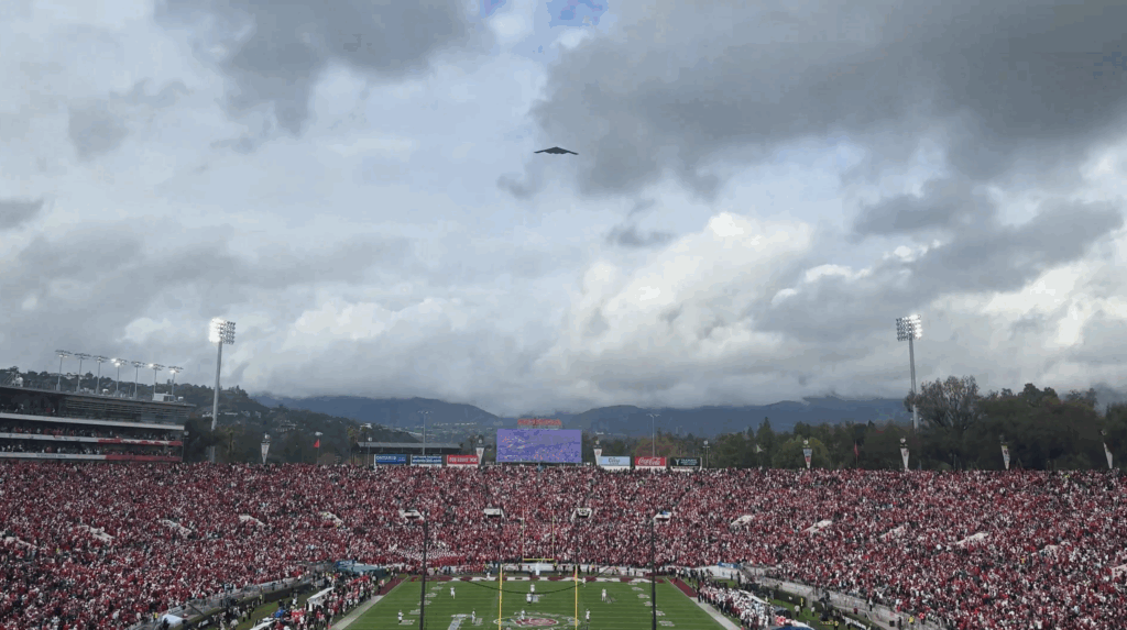 Rain disrupts B-2 Spirit Rose Bowl flyover for first time in 20 years
